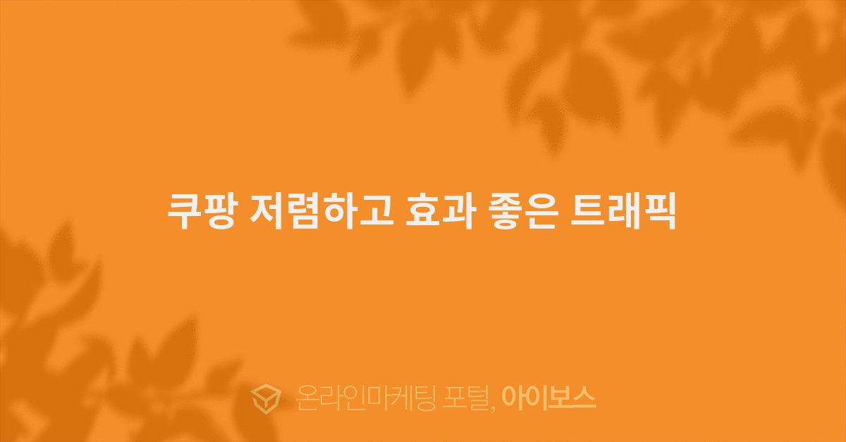 쿠팡 저렴하고 효과 좋은 트래픽 - 서비스 홍보 - 아이보스